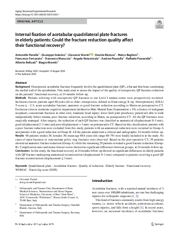 (PDF) Internal fixation of acetabular quadrilateral plate fractures in ...