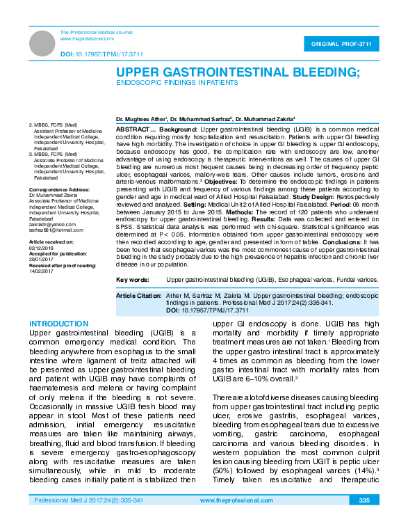 (PDF) Upper Gastrointestinal Bleeding