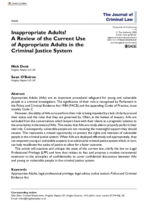 (PDF) Inappropriate Adults? A Review of the Current Use of Appropriate ...