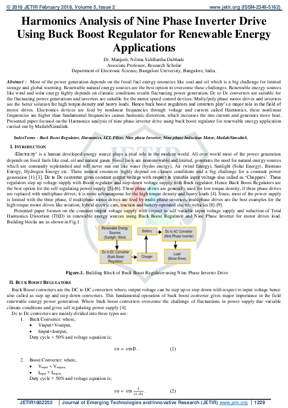(PDF) Harmonics Analysis of Nine phase Inverter Drive Using Buck Boost Regulator for Renewable ...