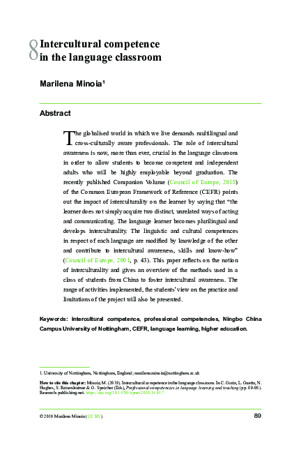 (PDF) Intercultural competence in the language classroom
