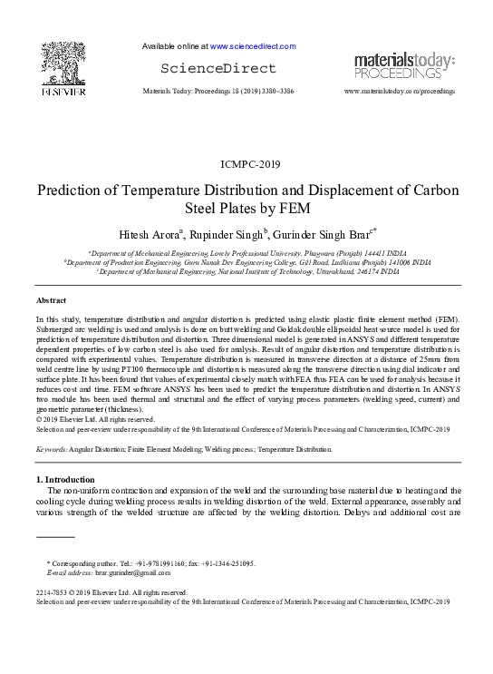 (PDF) Prediction of Temperature Distribution and Displacement of Carbon ...