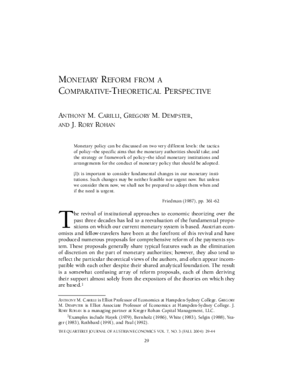 (PDF) Monetary reform from a comparative-theoretical perspective