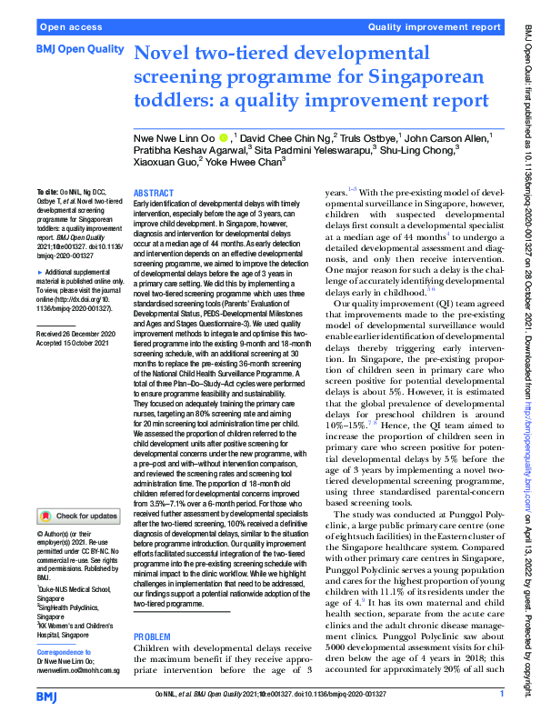 (PDF) Novel two-tiered developmental screening programme for ...
