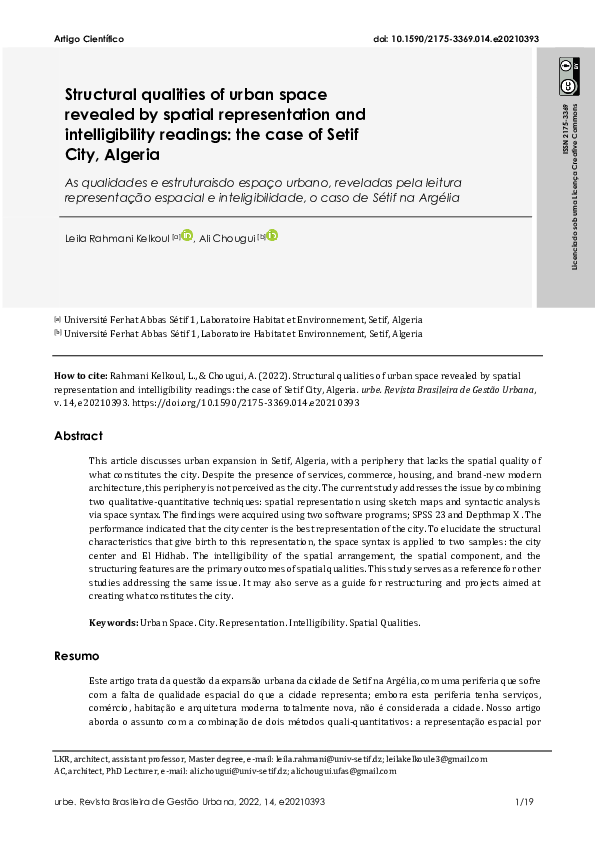 (PDF) Structural qualities of urban space revealed by spatial representation and intelligibility ...