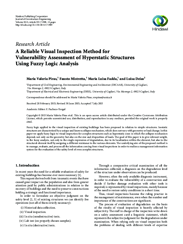 (PDF) A Reliable Visual Inspection Method for Vulnerability Assessment of Hyperstatic Structures ...