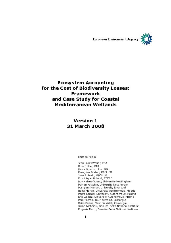 (PDF) Ecosystem accounting for the cost of biodiversity losses ...
