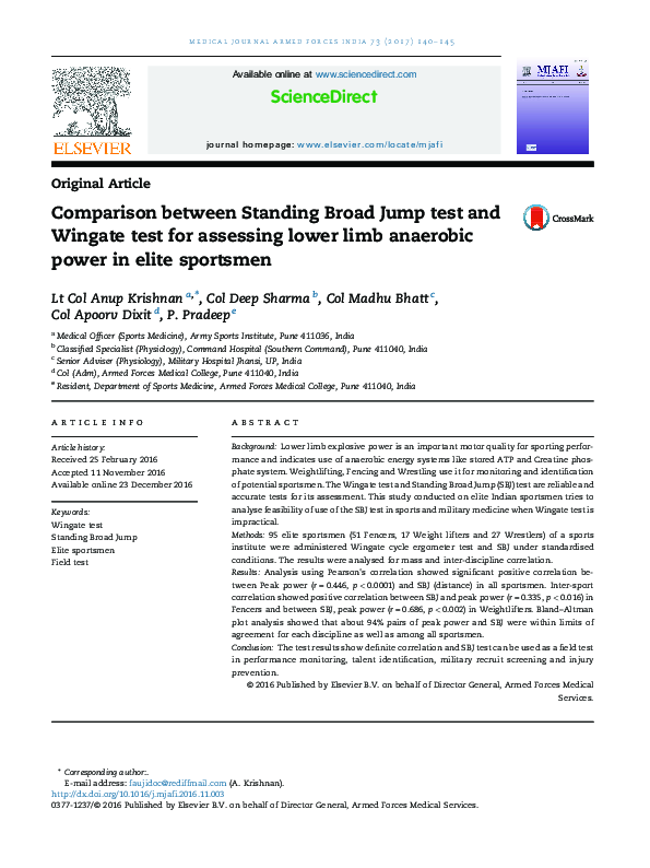 (PDF) Comparison between Standing Broad Jump test and Wingate test for ...