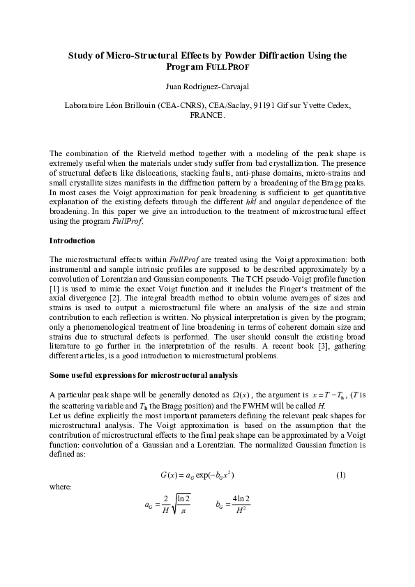 (PDF) Study of Micro-Structural Effects by Powder Diffraction Using the ...