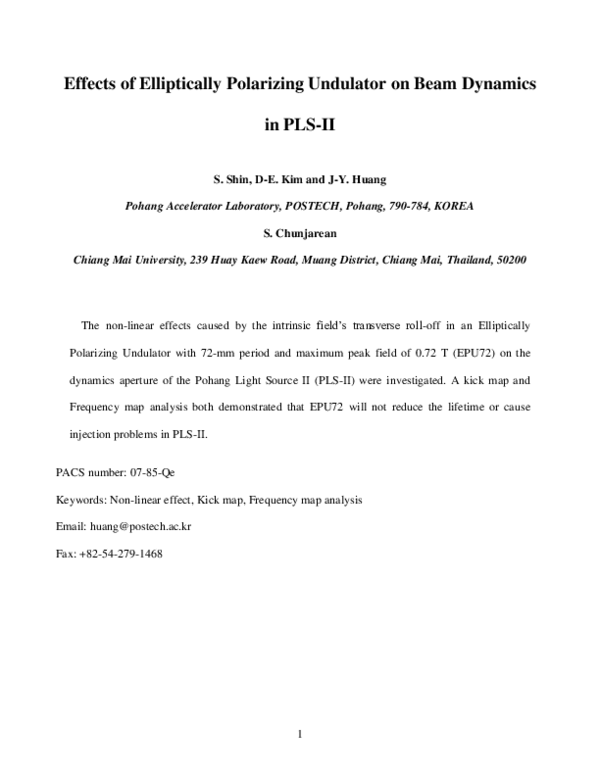 (PDF) Effects of an elliptically polarizing undulator on the beam ...