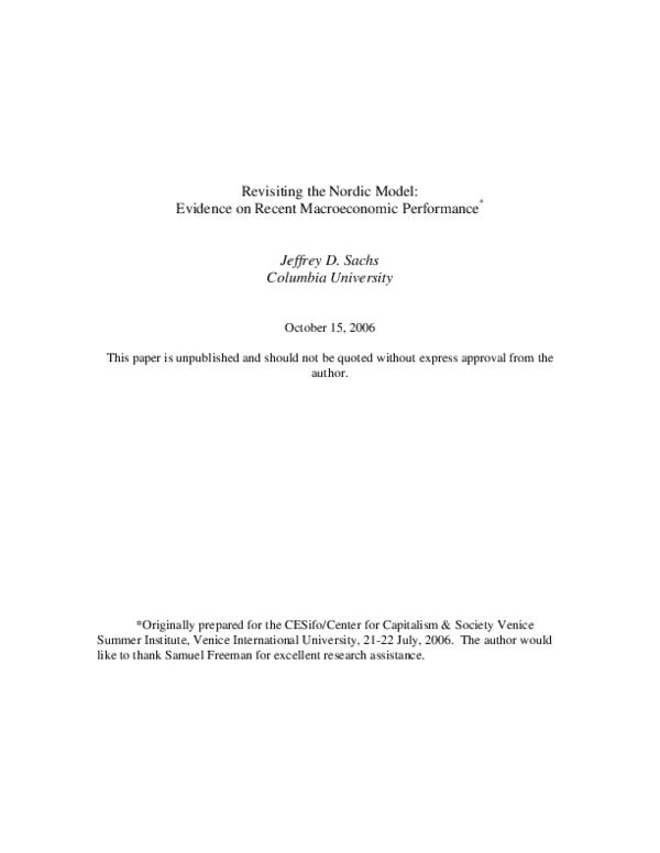 (PDF) Revisiting the Nordic Model: Evidence on Recent Macroeconomic ...