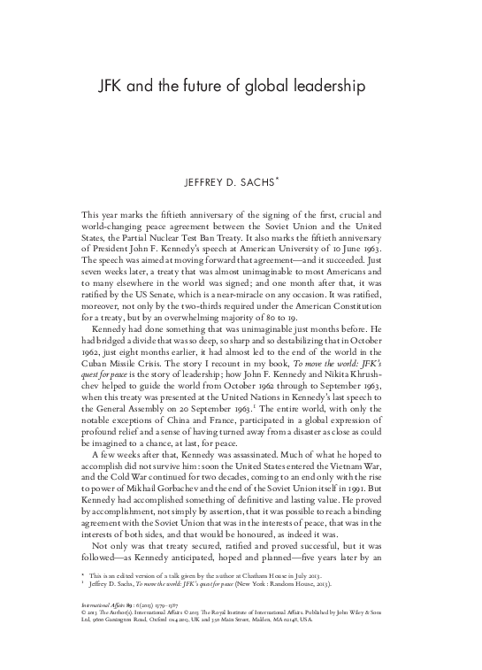(PDF) JFK and the future of global leadership