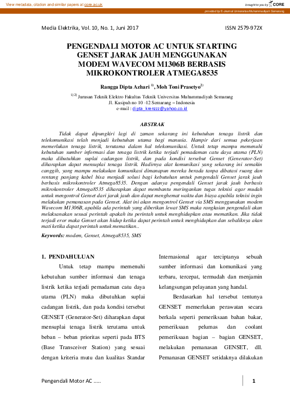 (PDF) Pengendali Motor Ac Untuk Starting Genset Jarak Jauh Menggunakan ...