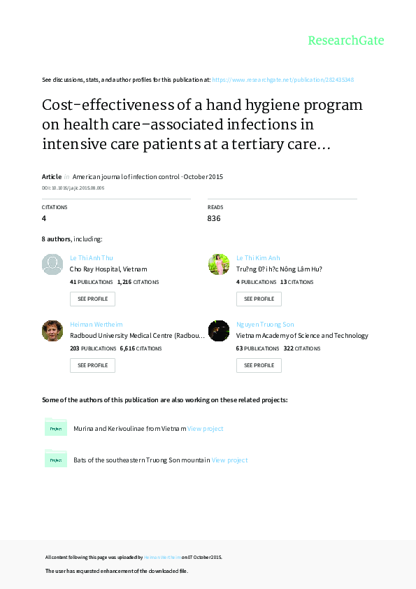 (PDF) Cost-effectiveness of a hand hygiene program on health care–associated infections in ...