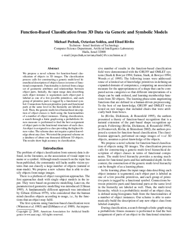 Pdf Function Based Classification From 3d Data Via Generic And