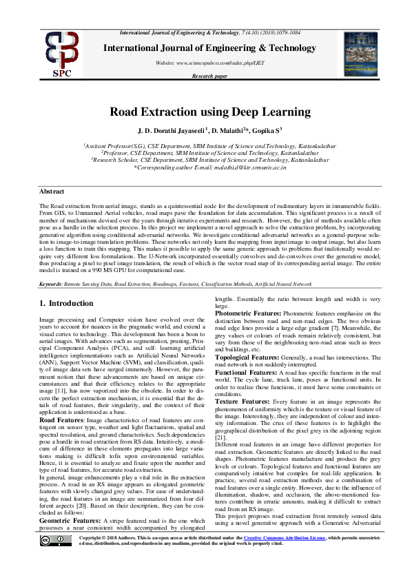 Pdf Road Extraction Using Deep Learning