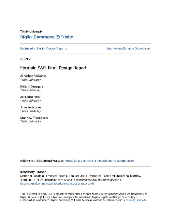 (PDF) Formula SAE: Final Design Report