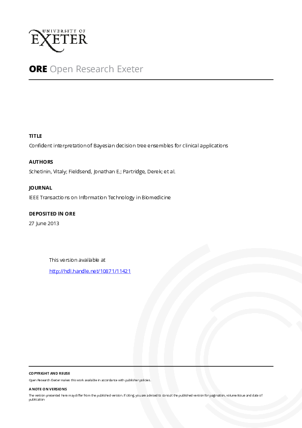 (PDF) Confident Interpretation of Bayesian Decision Tree Ensembles for ...