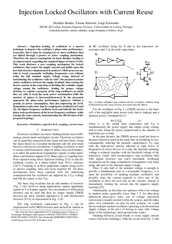 (PDF) Injection Locked Oscillators with Current Reuse