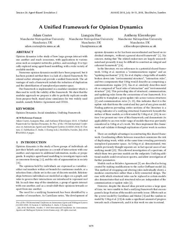 (PDF) A Unified Framework for Opinion Dynamics