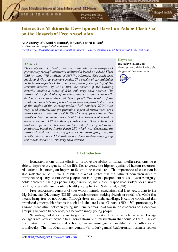 (PDF) Interactive Multimedia Development Based on Adobe Flash Cs6 on the Hazards of Free Association