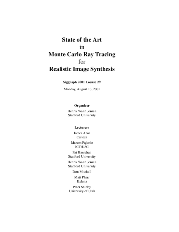 (PDF) State of the Art in Monte Carlo Ray Tracing for Realistic Image ...