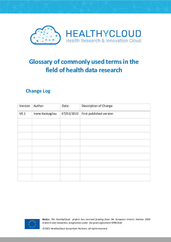 (PDF) Glossary of commonly used terms in the field of health data ...