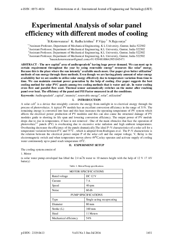 (PDF) Experimental Analysis of solar panel efficiency with different ...