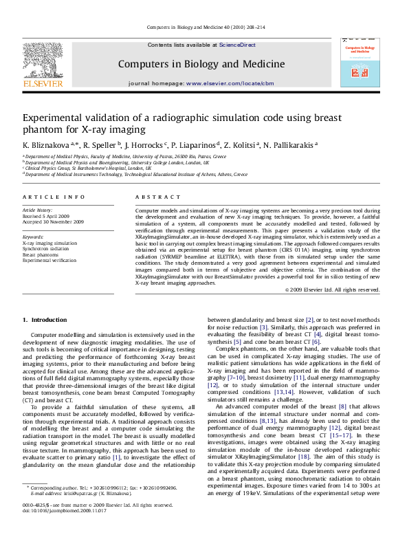 (PDF) Experimental validation of a radiographic simulation code using breast phantom for X-ray ...