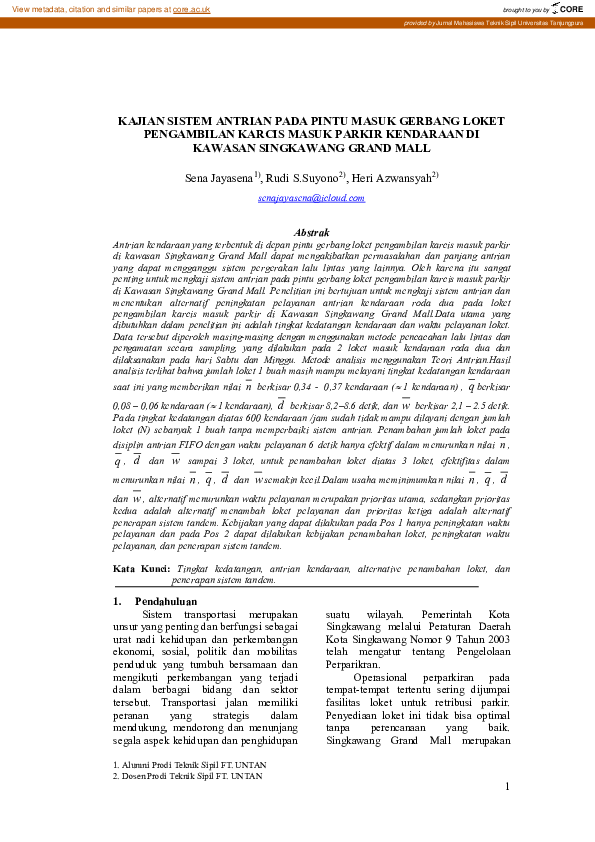 (PDF) Kajian Sistem Antrian Pada Pintu Masuk Gerbang Loket Pengambilan ...