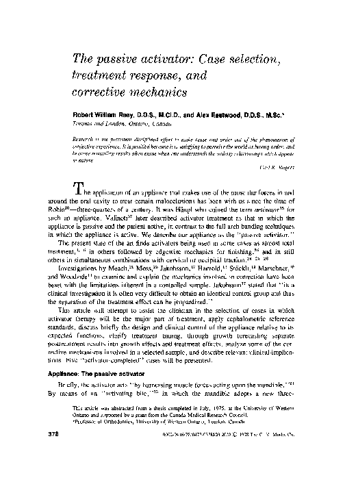 (PDF) The passive activator: Case selection, treatment response, and ...