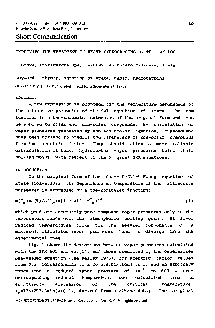 (PDF) Improving the treatment of heavy hydrocarbons by the SRK EOS