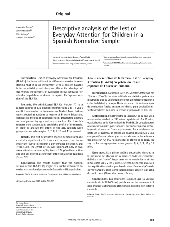 (PDF) TEA-Ch Analysis in Spanish Children Ages 6-11