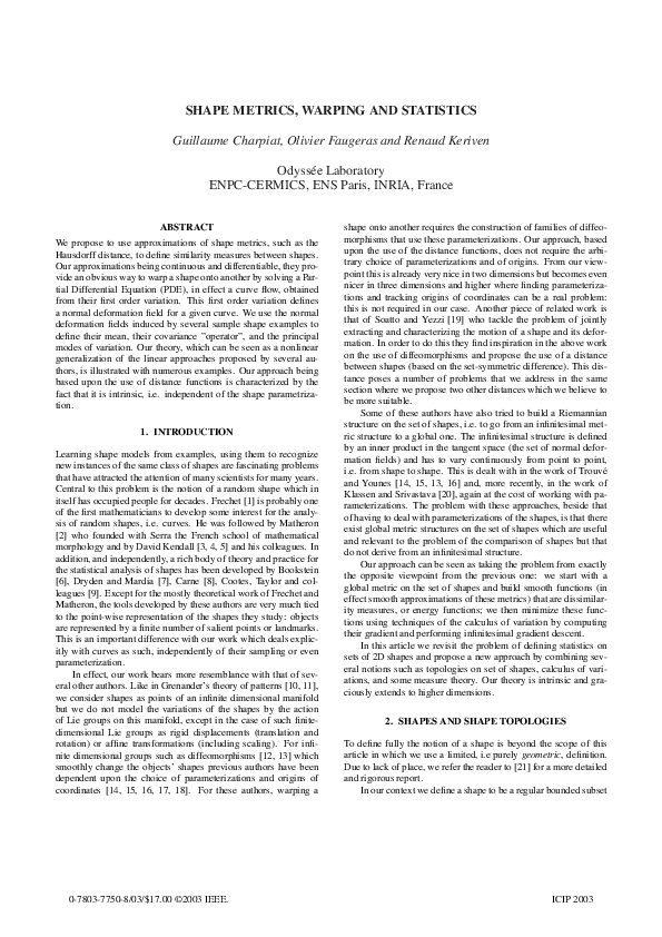 (PDF) Shape metrics, warping and statistics