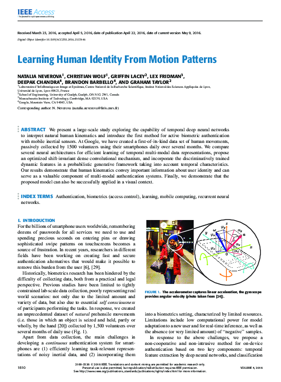 (PDF) Learning Human Identity From Motion Patterns