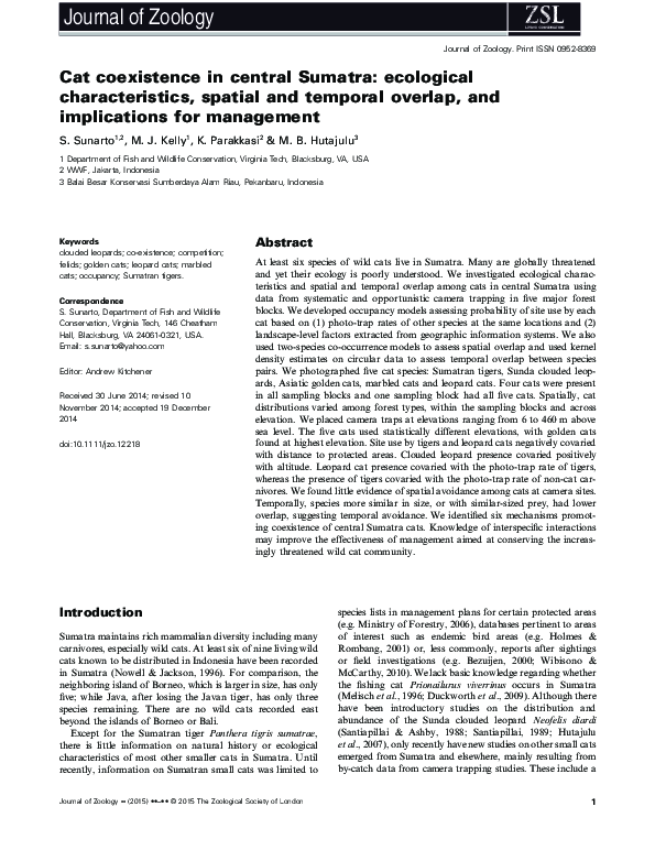 (PDF) Cat coexistence in central S umatra: ecological characteristics ...