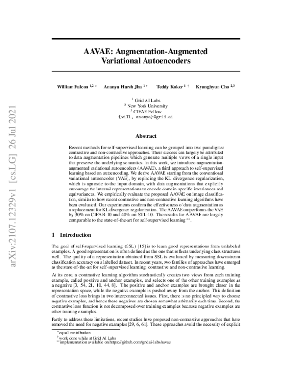 Pdf Aavae Augmentation Augmented Variational Autoencoders