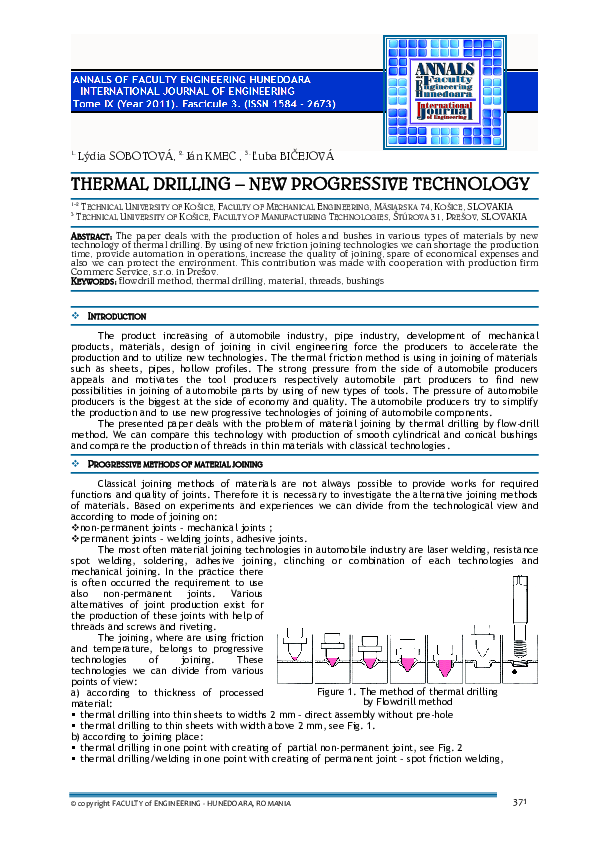 (PDF) Thermal Drilling-New Progressive Technology