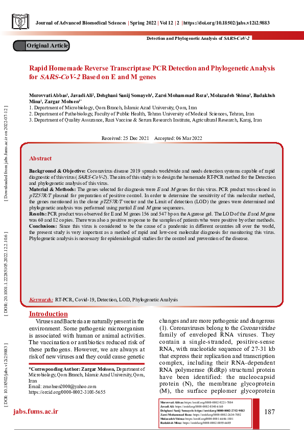(PDF) Rapid Homemade Reverse Transcriptase PCR Detection and ...