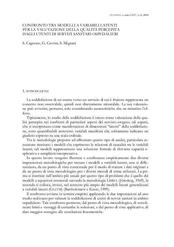 Pdf A Comparison Between Latent Variable Models For Evaluating The Quality Perceived From The