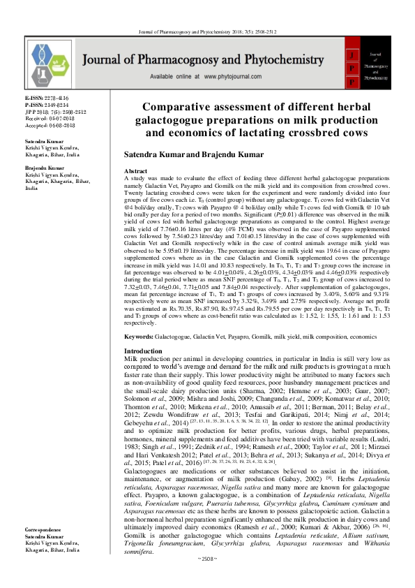 (PDF) Comparative assessment of different herbal galactogogue ...
