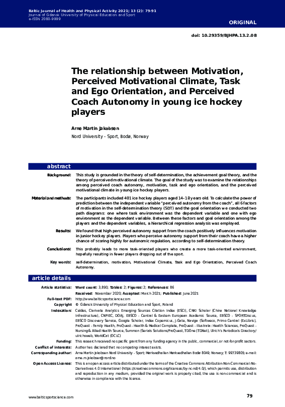 (PDF) The relationship between motivation, perceived Motivational ...