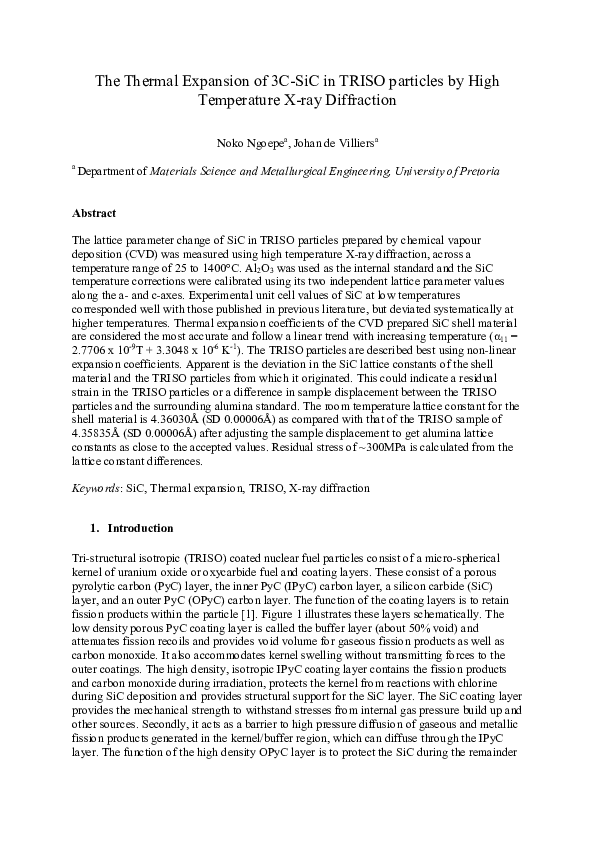 (PDF) The thermal expansion of 3C–SiC in TRISO particles by high ...