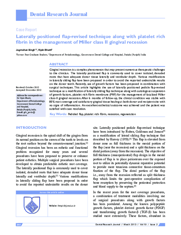 (PDF) Laterally positioned flap-revised technique along with platelet ...