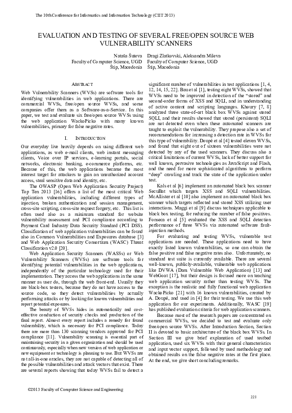 Pdf Evaluation And Testing Of Several Free Open Source Web