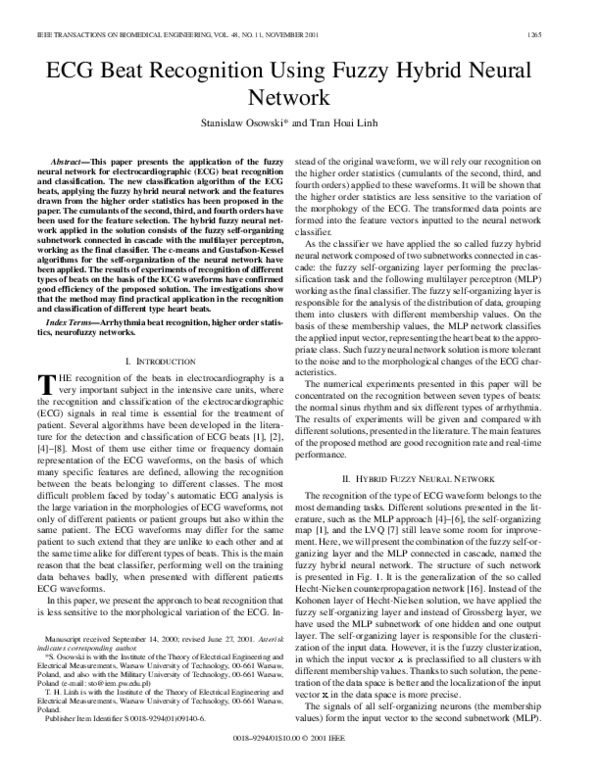 Pdf Ecg Beat Recognition Using Fuzzy Hybrid Neural Network Tran Thi Phuong Linh