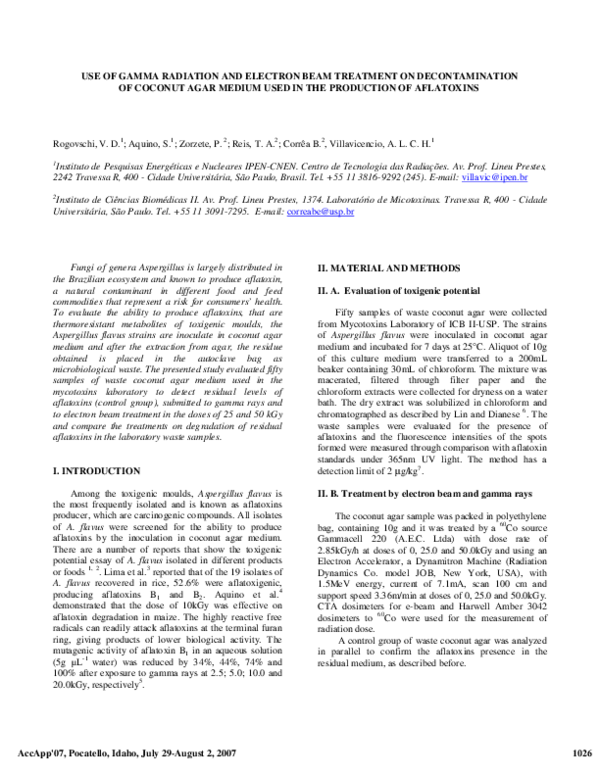 (PDF) Use of gamma radiation and electron beam treatment on ...