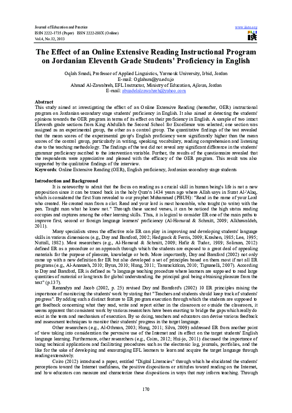 (PDF) The Effect of an Online Extensive Reading Instructional Program ...