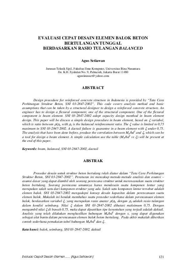 (PDF) Evaluasi Cepat Desain Elemen Balok Beton Bertulangan Tunggal ...