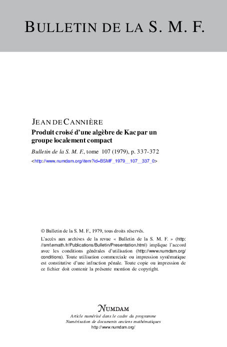 (PDF) Produit croisé d'une algèbre de Kac par un groupe localement compact